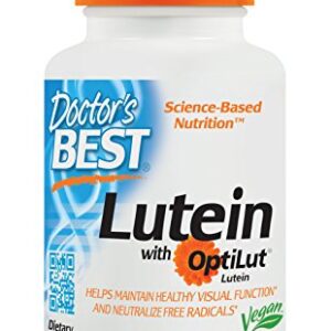 Doctor's Best Lutein with OptiLut, Non-GMO, Vegan, Gluten Free, Soy Free, Eye Health, 10 mg, 120 Veggie Caps