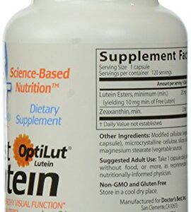 Doctor's Best Lutein with OptiLut, Non-GMO, Vegan, Gluten Free, Soy Free, Eye Health, 10 mg, 120 Veggie Caps