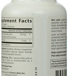 Doctor's Best Lutein with OptiLut, Non-GMO, Vegan, Gluten Free, Soy Free, Eye Health, 10 mg, 120 Veggie Caps