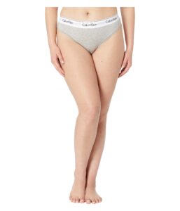 calvin klein women's modern cotton stretch thong panties, grey heather, medium