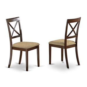 East West Furniture BOC-Cap-W Dining Room Cross Back Solid Wood Seat Chairs, Set of 2, Cappuccino