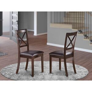 East West Furniture BOC-Cap-W Dining Room Cross Back Solid Wood Seat Chairs, Set of 2, Cappuccino