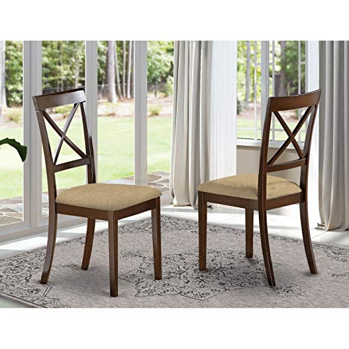 East West Furniture BOC-Cap-W Dining Room Cross Back Solid Wood Seat Chairs, Set of 2, Cappuccino