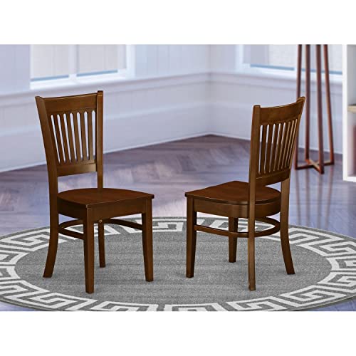 East West Furniture VAC-ESP-W Vancouver Kitchen Dining Chairs - Slat Back Wood Seat Chairs, Set of 2, Espresso