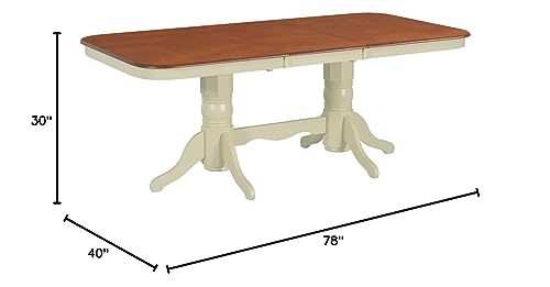 East West Furniture NAT-WHI-TP Napoleon Kitchen Table - a Rectangle Dining Table Top with Butterfly Leaf & Double Pedestal Base, 40x78 Inch, Buttermilk & Cherry