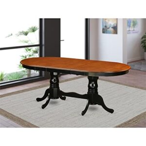 East West Furniture PVT-BLK-TP Plainville Modern Dining Table - an Oval Kitchen Table Top with Butterfly Leaf & Double Pedestal Base, 42x78 Inch, Black & Cherry