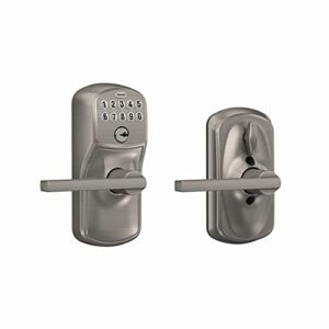 schlage fe595 ply 619 lat plymouth keypad entry with latitude lever flex lock, satin nickel