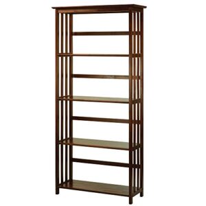 casual home mission style 5-shelf bookcase, walnut