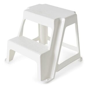 gracious living 18.75-inch tall, sturdy non slip plastic 2-level home step stool for kitchen, bathroom, laundry, or pantry, white