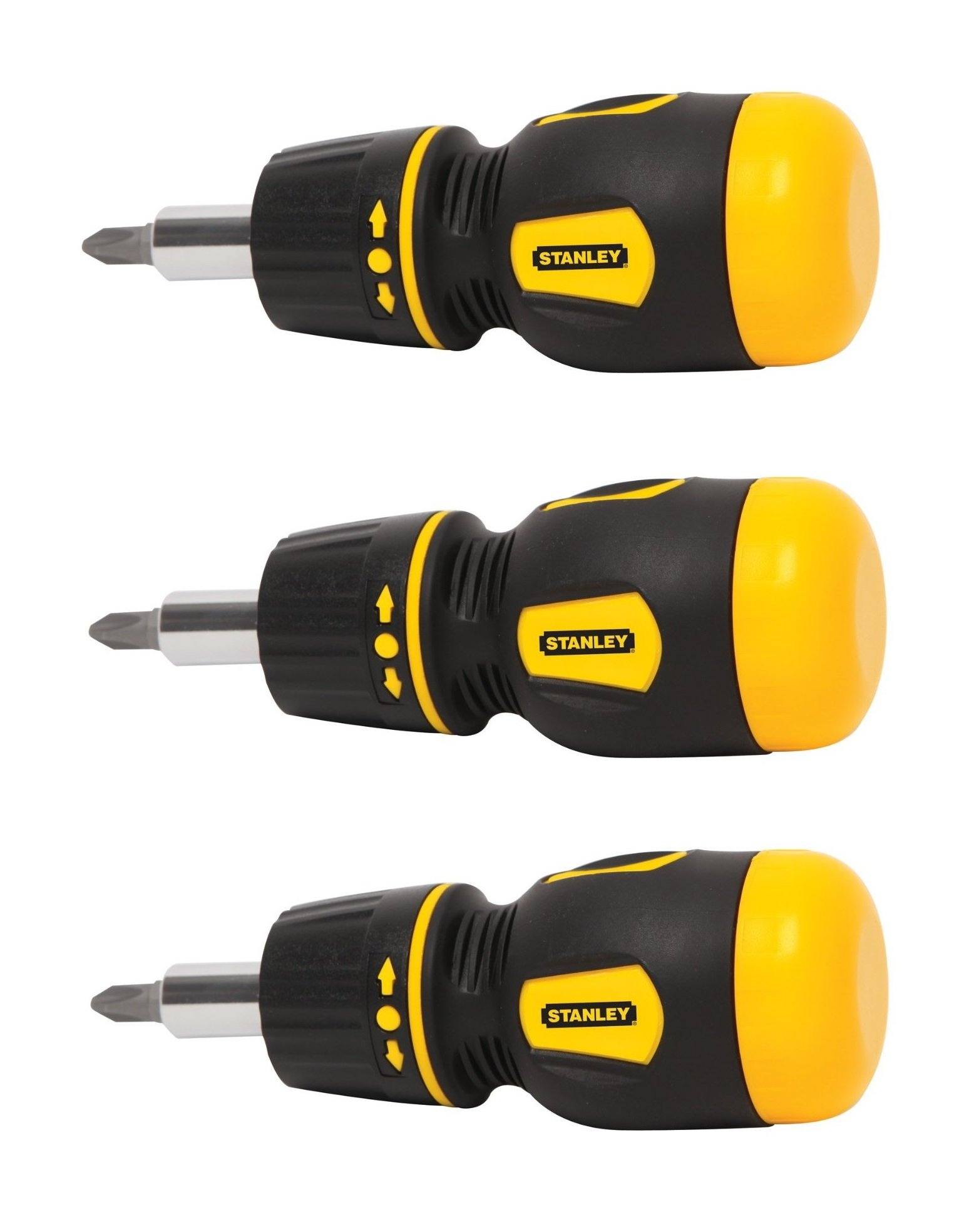 Stanley 66-358 Stubby Multi-Bit Ratcheting Screwdriver NIP (3 Pack)