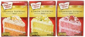 duncan hines signature cake mix bundle - strawberry supreme, orange supreme, lemon supreme 16.5oz (pack of 3 boxes) by duncan hines signature