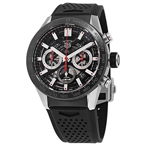 Tag Heuer Carrera Calibre Heuer 02 Skeleton Dial Black Rubber Strap Men's Watch CBG2010.FT6143