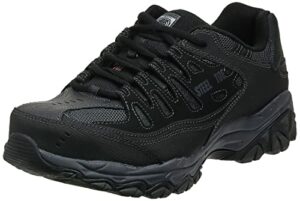 skechers men's cankton steel toe, black/charcoal, 12