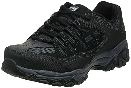 Skechers Men's Cankton Steel Toe, Black/Charcoal, 12