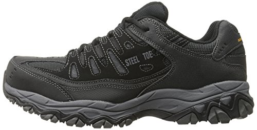 Skechers Men's Cankton Steel Toe, Black/Charcoal, 12