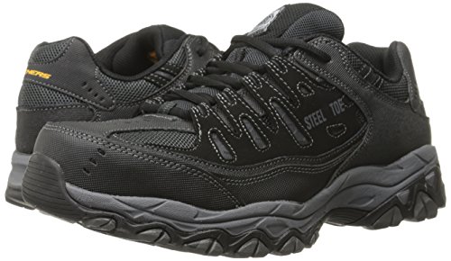 Skechers Men's Cankton Steel Toe, Black/Charcoal, 12