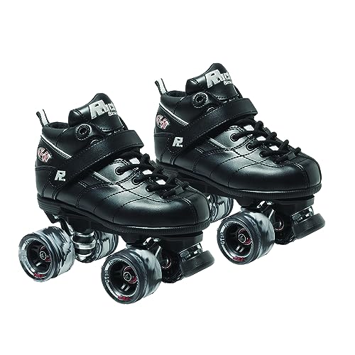 Sure Grip Rock GT50 Black Roller Skates | Stylish Indoor Skates for Men & Women | Nylon Composite with 62mm Swirl Wheels & ABEC-5 Bearings - Solid, Comfortable and Lightweight (8.5 Pounds)