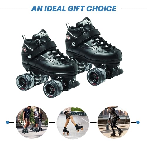 Sure Grip Rock GT50 Black Roller Skates | Stylish Indoor Skates for Men & Women | Nylon Composite with 62mm Swirl Wheels & ABEC-5 Bearings - Solid, Comfortable and Lightweight (8.5 Pounds)