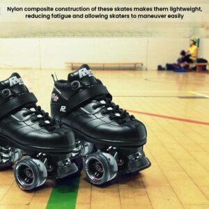 Sure Grip Rock GT50 Black Roller Skates | Stylish Indoor Skates for Men & Women | Nylon Composite with 62mm Swirl Wheels & ABEC-5 Bearings - Solid, Comfortable and Lightweight (8.5 Pounds)