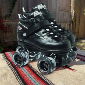 Sure Grip Rock GT50 Black Roller Skates | Stylish Indoor Skates for Men & Women | Nylon Composite with 62mm Swirl Wheels & ABEC-5 Bearings - Solid, Comfortable and Lightweight (8.5 Pounds)