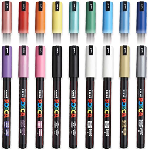 posca PC-1MR 18 Pen Set - In Limited Edition Plastic Wallet - Extra Black and White