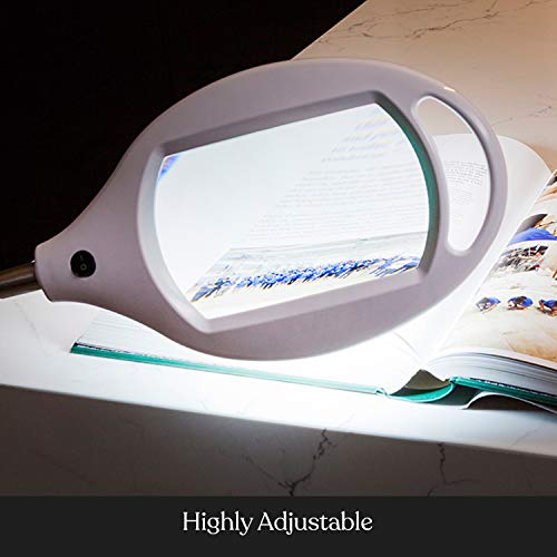 Brightech LightView Pro Magnifying Floor Lamp - Hands Free Magnifier with Bright LED Light for Reading - Work Light with Flexible Gooseneck - Standing Mag Lamp