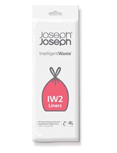 joseph joseph intelligent iw2 bin liners custom fit bags for food waste caddy 1 gallon / 4 liter 100% compostable, 50 count (pack of 1), clear