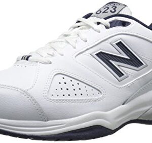 New Balance Men's 623 V3 Casual Comfort Cross Trainer, White/Navy, 10.5 Wide