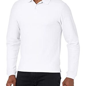 IZOD Young Mens Long Sleeve Pique Polo, White, 36/37