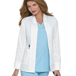 Medgear Womens Lab Coat for Women Mid Sleeve White Lab Coat (XL, White)