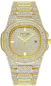 fanmis unisex luxury crystal diamond watches silver gold fashion quartz analog watch stainless steel band bracelet big face women's men's