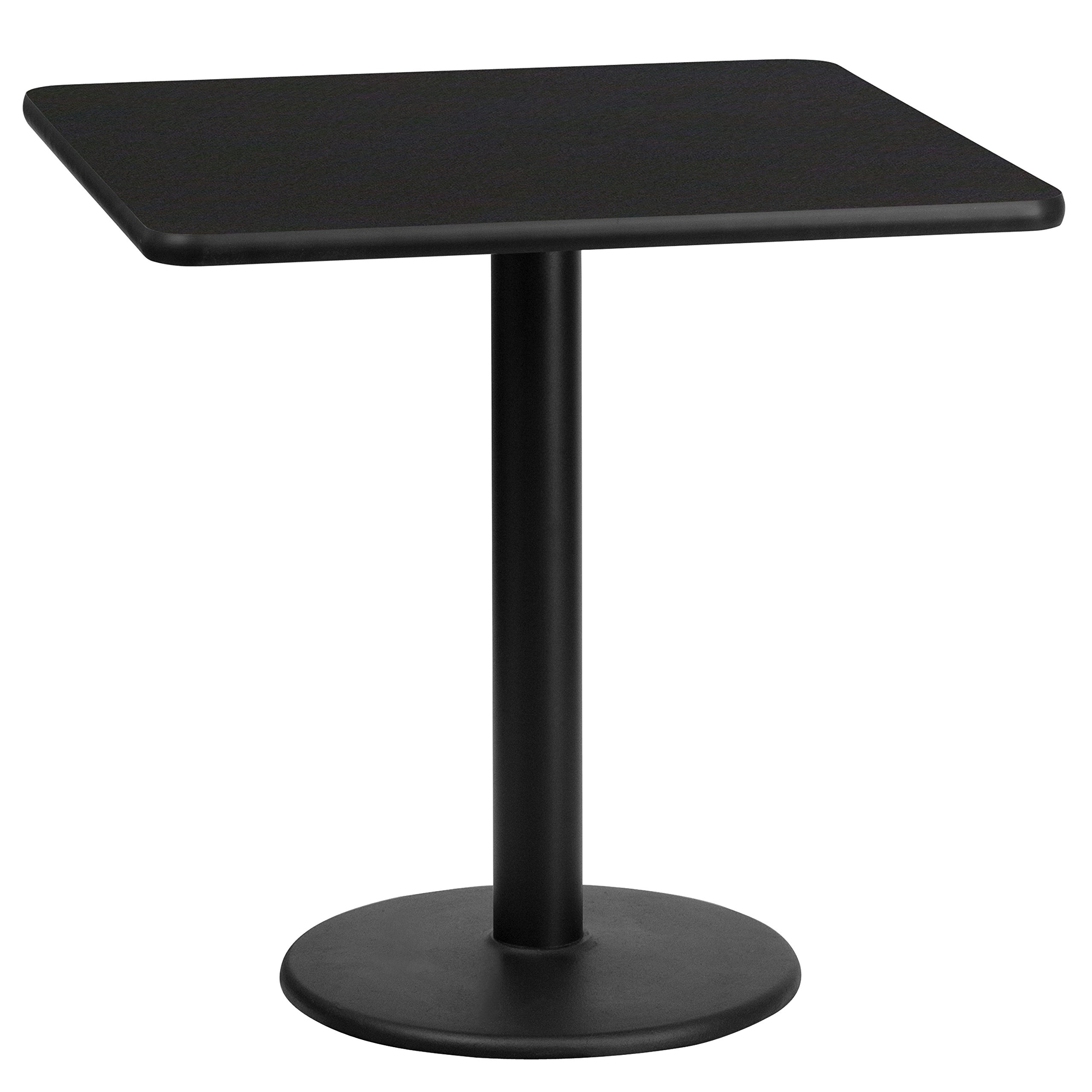 Flash Furniture Stiles 24'' Square Black Laminate Table Top with 18'' Round Table Height Base