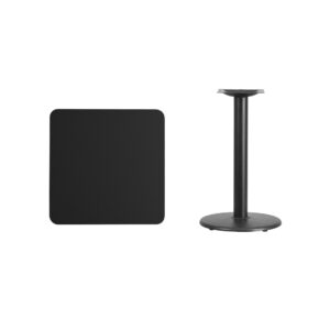 Flash Furniture Stiles 24'' Square Black Laminate Table Top with 18'' Round Table Height Base