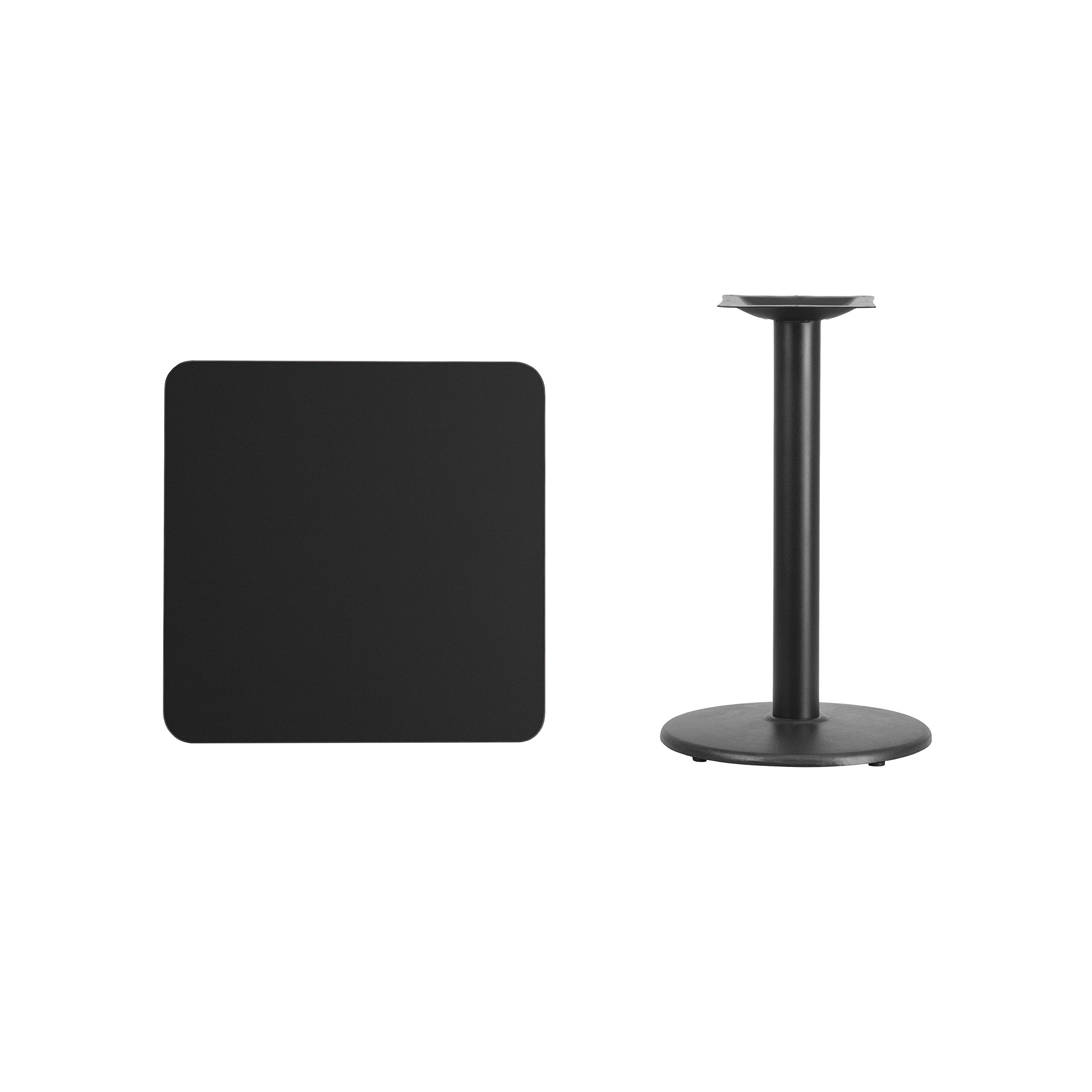 Flash Furniture Stiles 24'' Square Black Laminate Table Top with 18'' Round Table Height Base