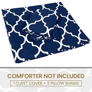 Utopia Bedding Duvet Cover King Size Set - 1 Duvet Cover with 2 Pillow Shams - 3 Pieces Comforter Cover with Zipper Closure - Ultra Soft Brushed Microfiber, 104 X 90 Inches (King, Quatrefoil Navy)