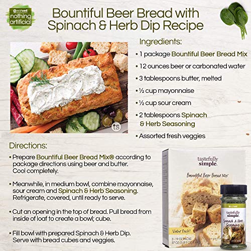 Tastefully Simple Bountiful Beer Bread Mix - Incredibly Easy to Make Artisan Bread, Just Add Beer or Soda! - No Bread Machine Needed - Nothing Artificial - 3 x 19 oz