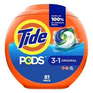 tide pods laundry detergent soap pods, high efficiency (he), original scent, 81 count