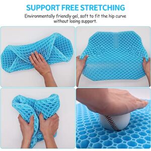 KR Large Gel Seat Cushion, Cooling seat Cushion, Absorbs Pressure Points, Blue Seat Cushion, Wheelchair Cushions, Gel Cushion for Office Chair Home Car seat Cushion, with 1 Non-Slip Cover