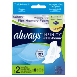 always infinity with flex foam heavy flow 3 pads flexi-wings