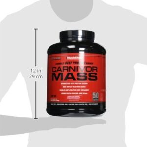 MuscleMeds Carnivor Mass Anabolic Beef Protein Gainer, Strawberry, 6 Pound