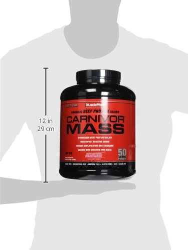 MuscleMeds Carnivor Mass Anabolic Beef Protein Gainer, Strawberry, 6 Pound