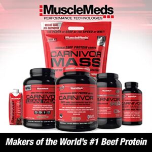 MuscleMeds Carnivor Mass Anabolic Beef Protein Gainer, Strawberry, 6 Pound