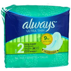 always pads size 2 ultra thin 16 count long super