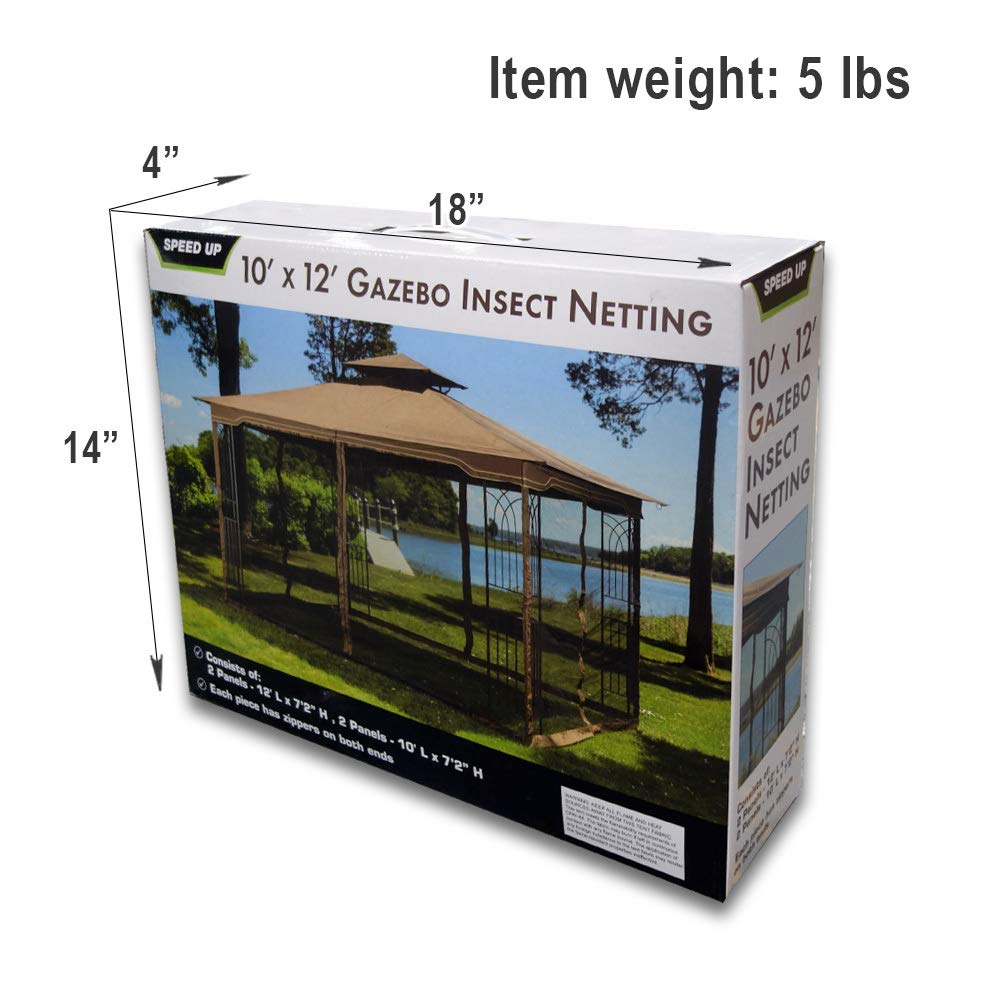 Keep Mosquitoes Out of Your 10 x 12 Gazebo with This Four Panel Pack of Easy to Netting with Zippers