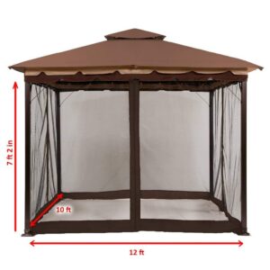 Keep Mosquitoes Out of Your 10 x 12 Gazebo with This Four Panel Pack of Easy to Netting with Zippers