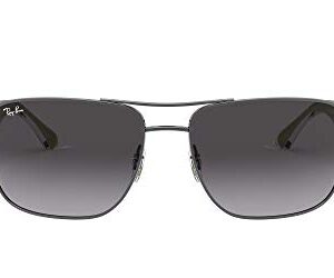 Ray-Ban Men's RB3530 Square Sunglasses, Gunmetal/Light Grey Gradient Dark Grey, 58 mm