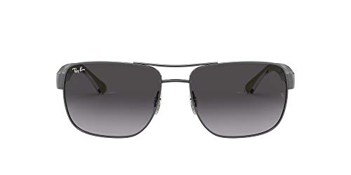 Ray-Ban Men's RB3530 Square Sunglasses, Gunmetal/Light Grey Gradient Dark Grey, 58 mm