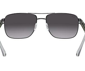 Ray-Ban Men's RB3530 Square Sunglasses, Gunmetal/Light Grey Gradient Dark Grey, 58 mm