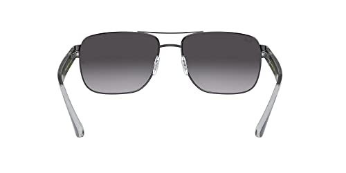 Ray-Ban Men's RB3530 Square Sunglasses, Gunmetal/Light Grey Gradient Dark Grey, 58 mm