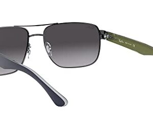 Ray-Ban Men's RB3530 Square Sunglasses, Gunmetal/Light Grey Gradient Dark Grey, 58 mm